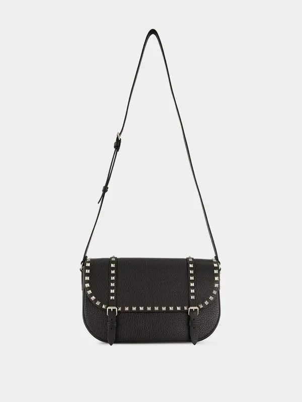 Valentino Garavani Rockstud Leather Messenger Bag - Black