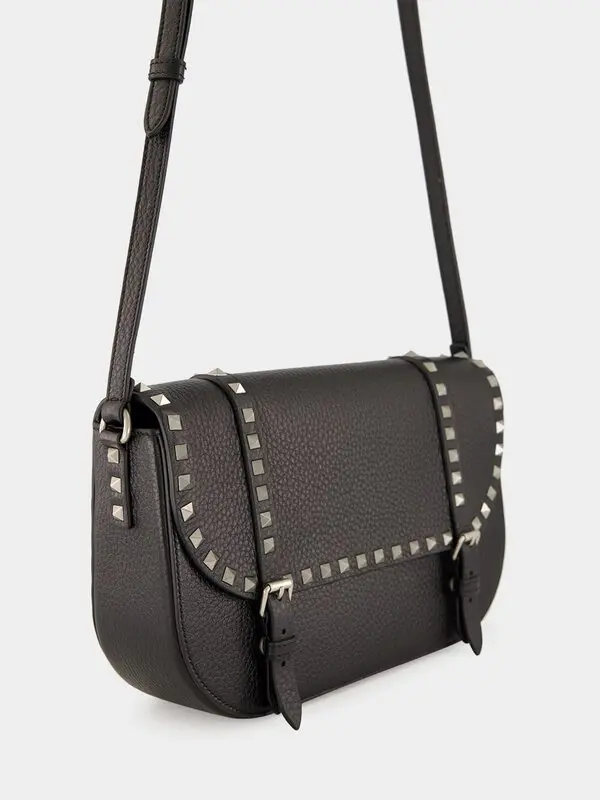 Valentino Garavani Rockstud Leather Messenger Bag - Black