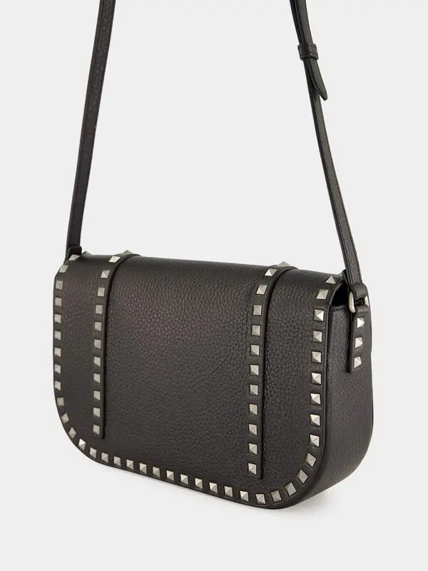 Valentino Garavani Rockstud Leather Messenger Bag - Black