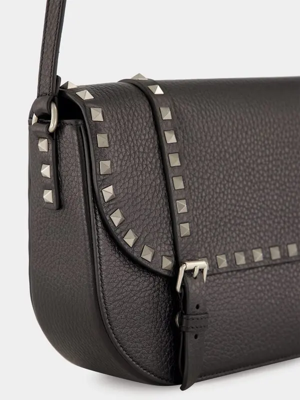 Valentino Garavani Rockstud Leather Messenger Bag - Black