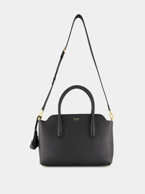 TOM FORD Medium Grain Leather Handbag - Black
