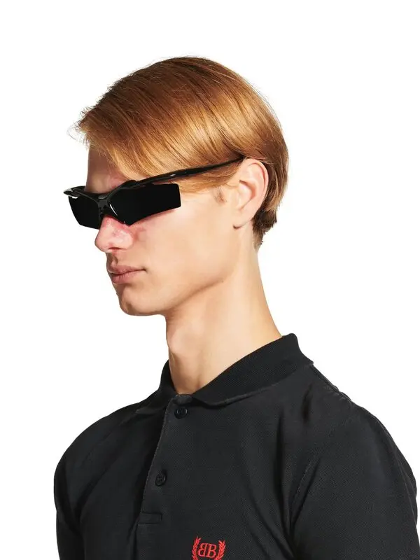 Balenciaga Turbo Rectangle Sunglasses - Black