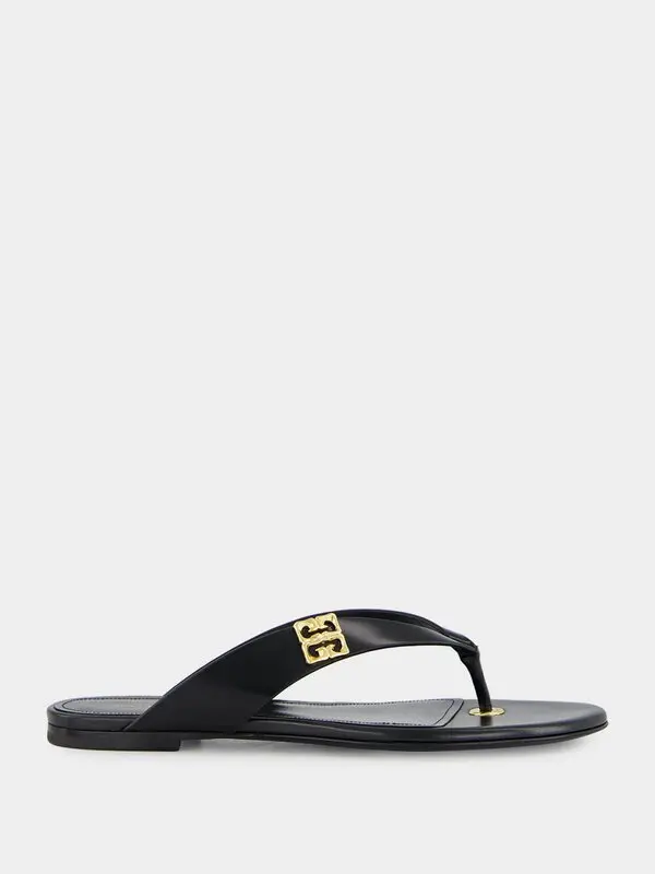 Givenchy 4g Liquid Leather Thong Sandals - Black
