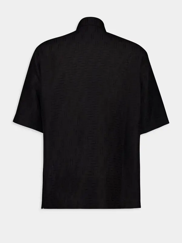 Fendi Linen Ff Jacquard Oversize Shirt - Black