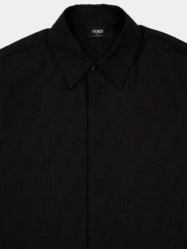 Fendi Linen Ff Jacquard Oversize Shirt - Black