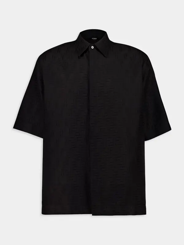 Fendi Linen Ff Jacquard Oversize Shirt - Black