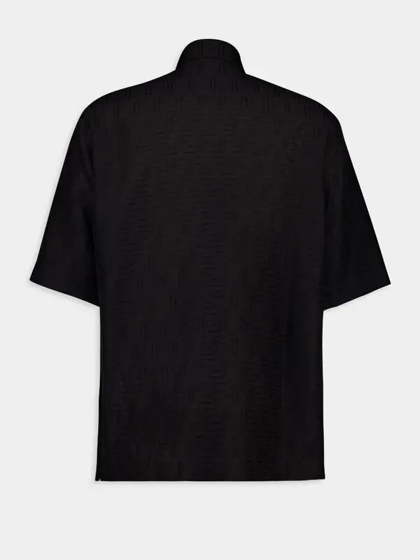 Fendi Linen Ff Jacquard Oversize Shirt - Black