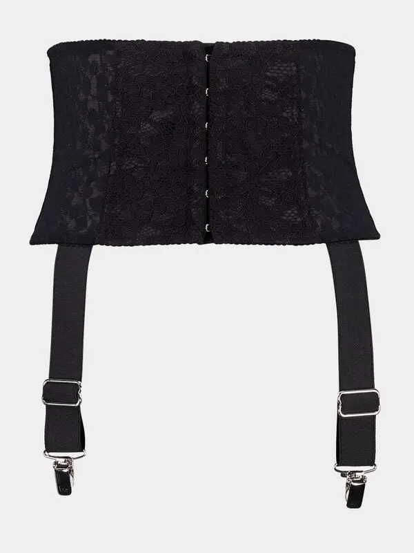 Dolce & Gabbana Stretch Marquisette Corset Belt With Garters - Black