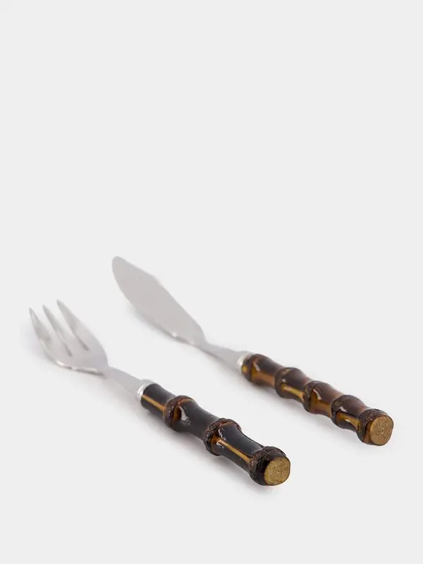 Sabre Paris Panda Dark Bamboo Fish Cutlery Set