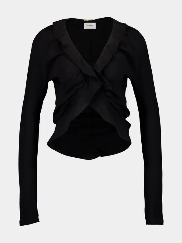 Saint Laurent Ruffled Silk Crepe De Chine Blouse - Black