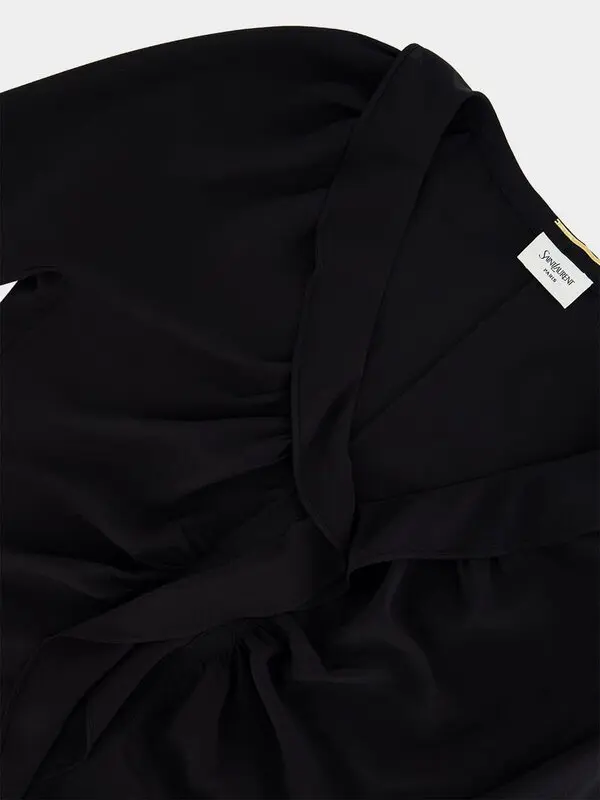 Saint Laurent Ruffled Silk Crepe De Chine Blouse - Black