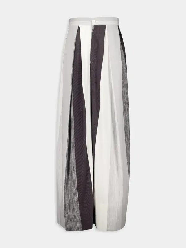 MARRAKSHI LIFE High-waist Pleated Stripe Trousers - Black