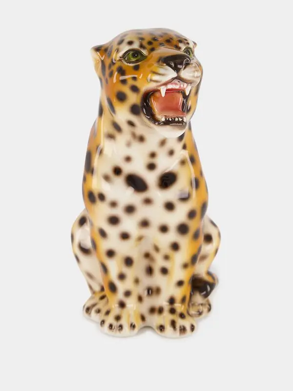 LES-OTTOMANS Leopard Ceramic Candle Holder - Brown