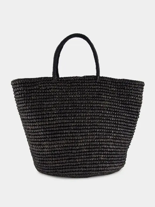 SENSI STUDIO Maxi Straw Tote - Black