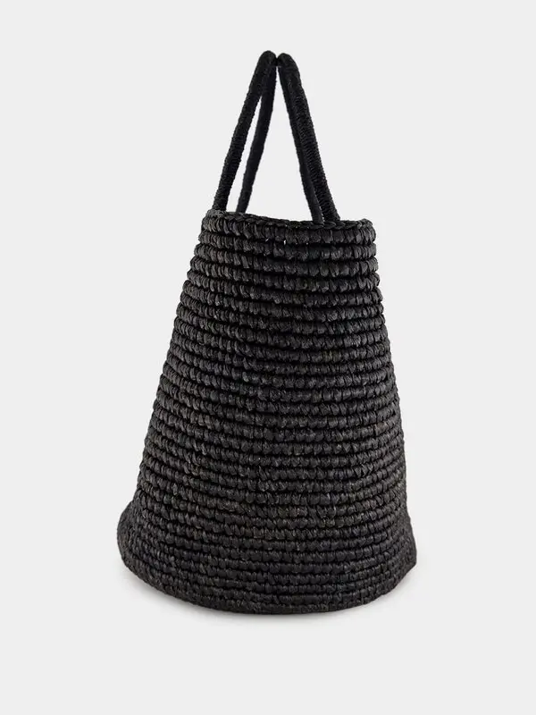 SENSI STUDIO Maxi Straw Tote - Black