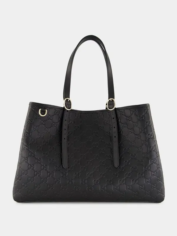Gucci Gg Emblem Large Leather Tote