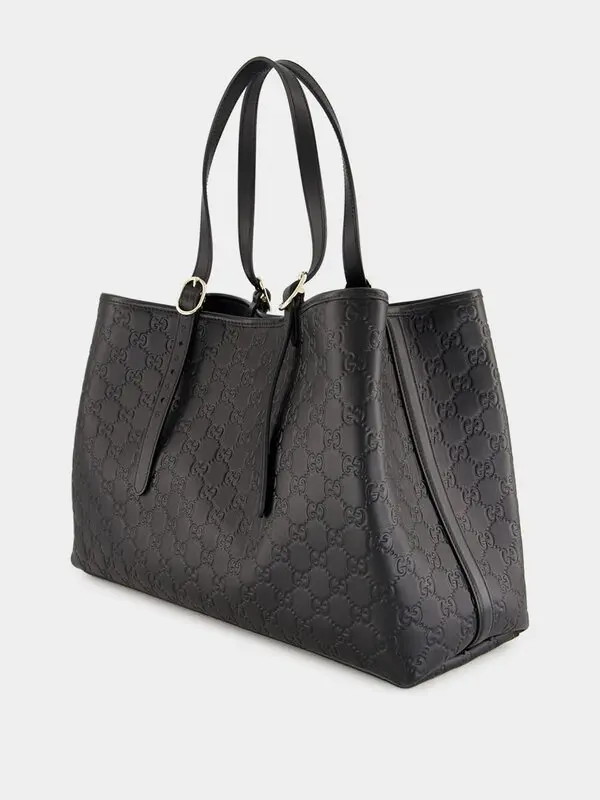 Gucci Gg Emblem Large Leather Tote