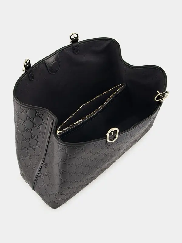 Gucci Gg Emblem Large Leather Tote