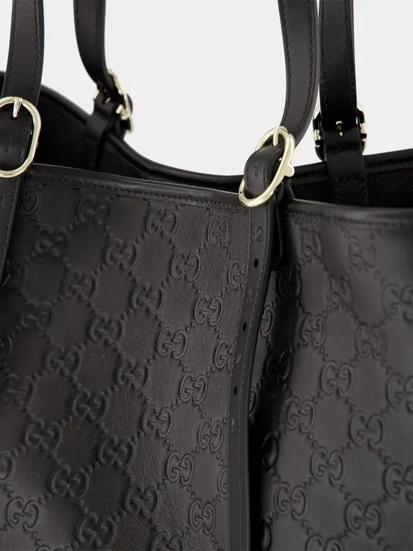 Gucci Gg Emblem Large Leather Tote