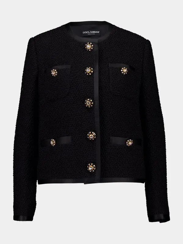 Dolce & Gabbana Cropped Single-breasted Bouclé Tweed Jacket