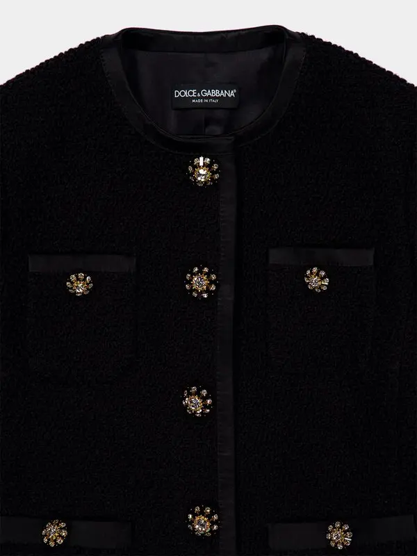 Dolce & Gabbana Cropped Single-breasted Bouclé Tweed Jacket