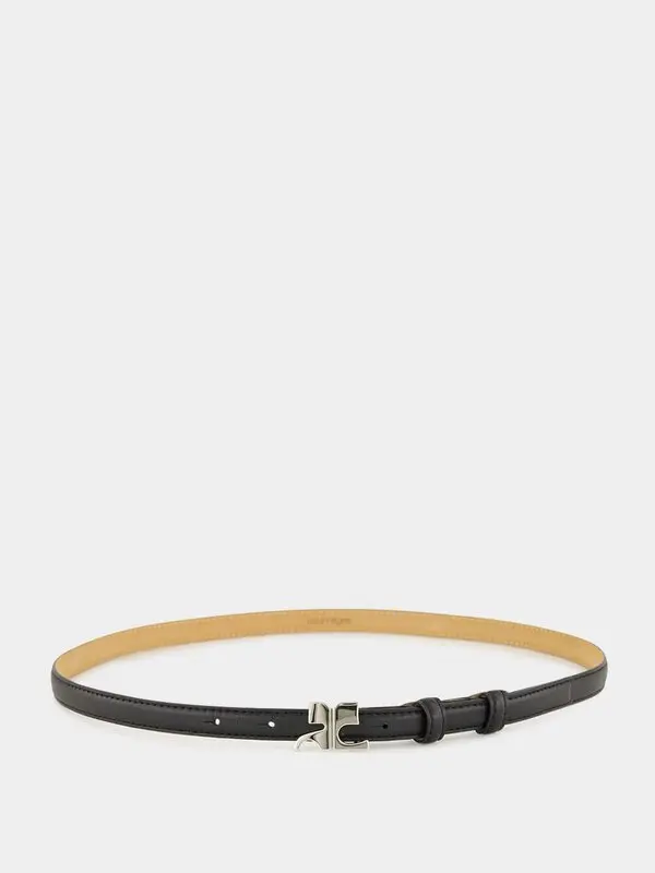 COURREGES Naplack Leather Belt - Black