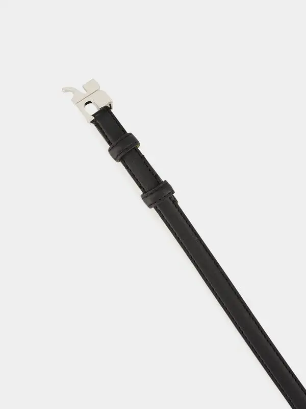 COURREGES Naplack Leather Belt - Black