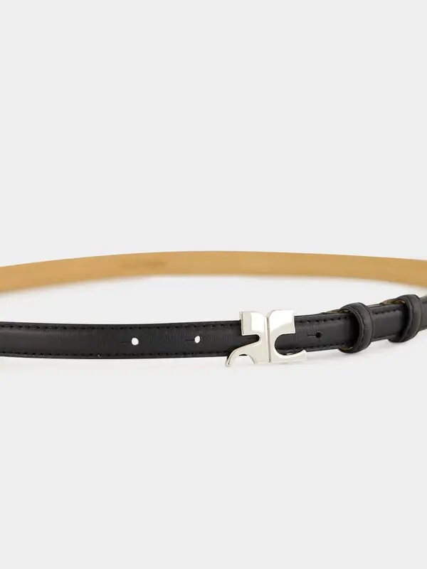 COURREGES Naplack Leather Belt - Black