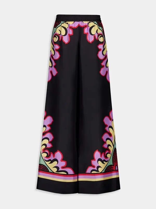 La DoubleJ Palazzo Placée Silk Trousers - Black
