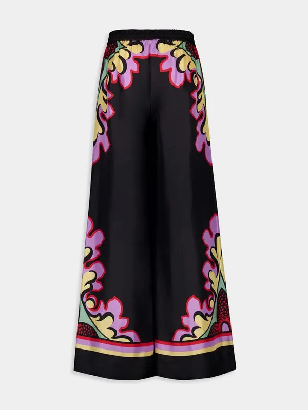 La DoubleJ Palazzo Placée Silk Trousers - Black