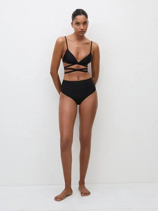 Matteau Wrap Triangle Bikini Top - Black