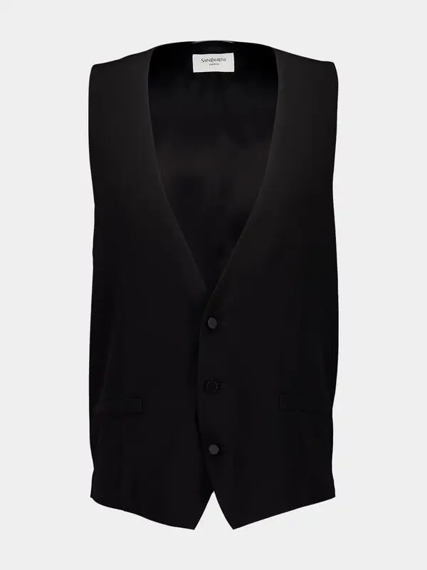 Saint Laurent Silk Crepe Muslin Buttoned Vest - Black