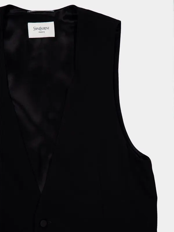 Saint Laurent Silk Crepe Muslin Buttoned Vest