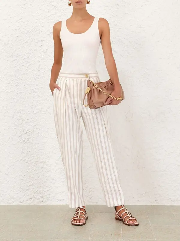 Zimmermann Illuminate Linen-blend Trousers - Cream