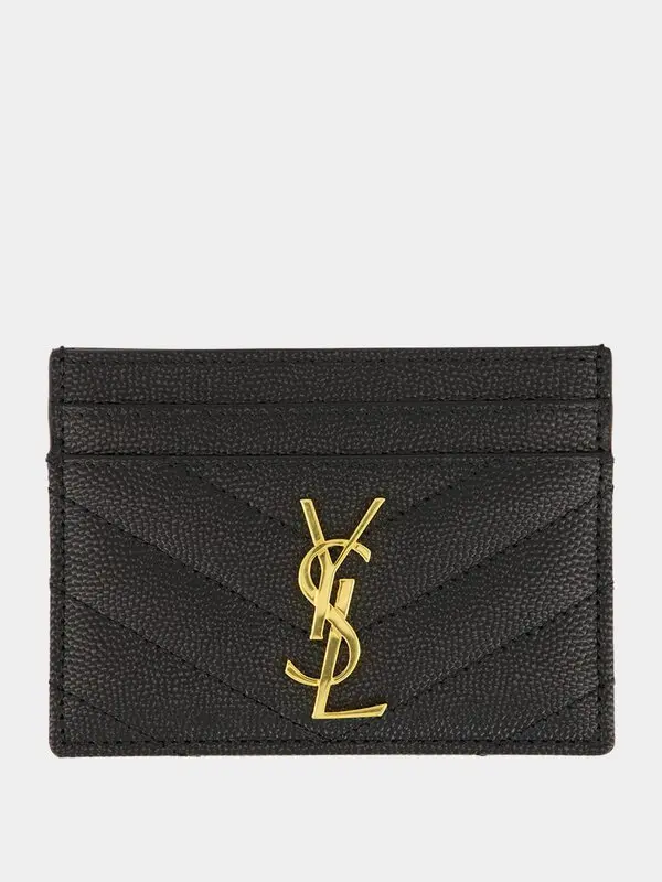 Saint Laurent Cassandre Matelassé Card Case In Leather - Black