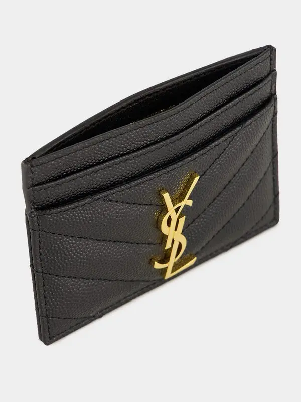 Saint Laurent Cassandre Matelassé Card Case In Leather