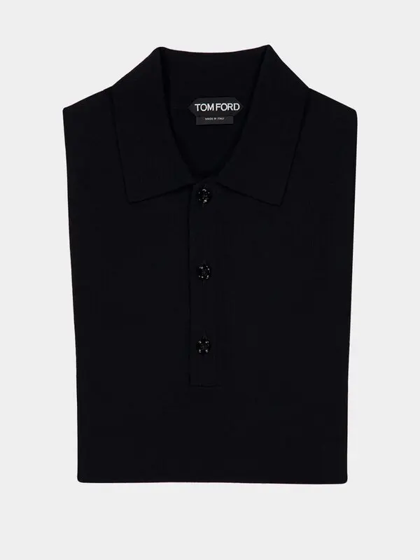 TOM FORD Merino Wool Fine Gauge Polo - Black