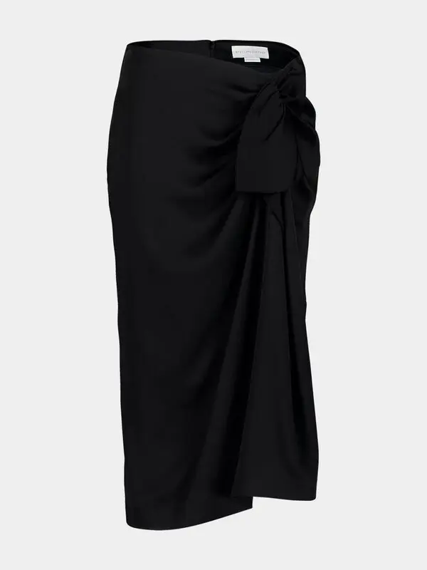 Stella McCartney Gathered Satin Midi Skirt - Black