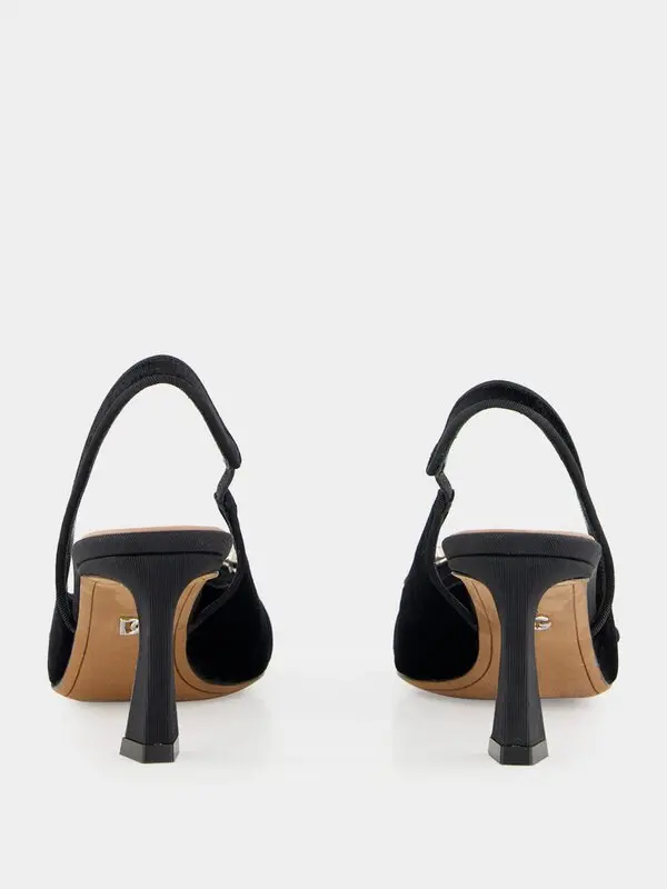 Dolce & Gabbana Velvet Slingbacks With Jeweled Buckle - Black