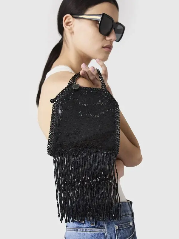 Stella McCartney Limited-edition Falabella Sequin Fringe Tiny Tote - Black