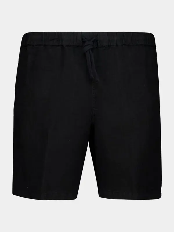 120% Lino Linen Bermuda Shorts - Black