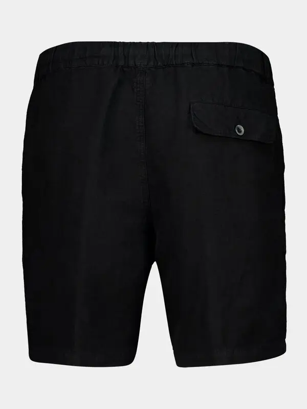 120% Lino Linen Bermuda Shorts - Black