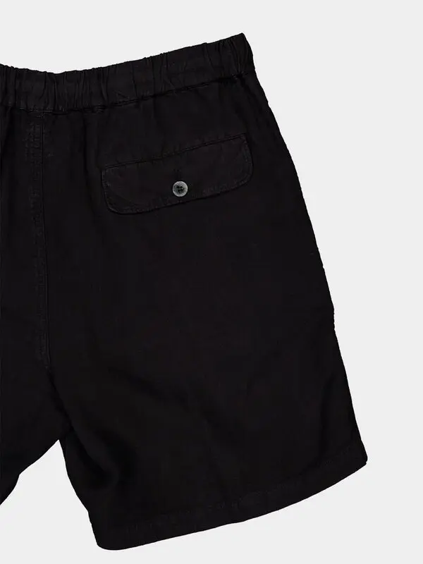 120% Lino Linen Bermuda Shorts - Black
