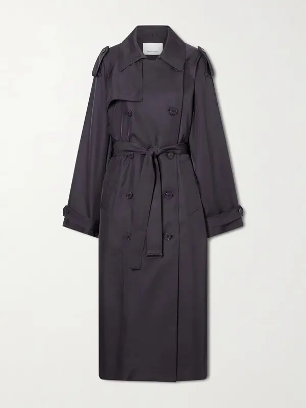 THE FRANKIE SHOP Veyron Double-breasted Belted Twill Trench Coat - Blue
