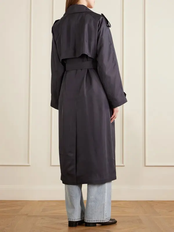 THE FRANKIE SHOP Veyron Double-breasted Belted Twill Trench Coat - Blue