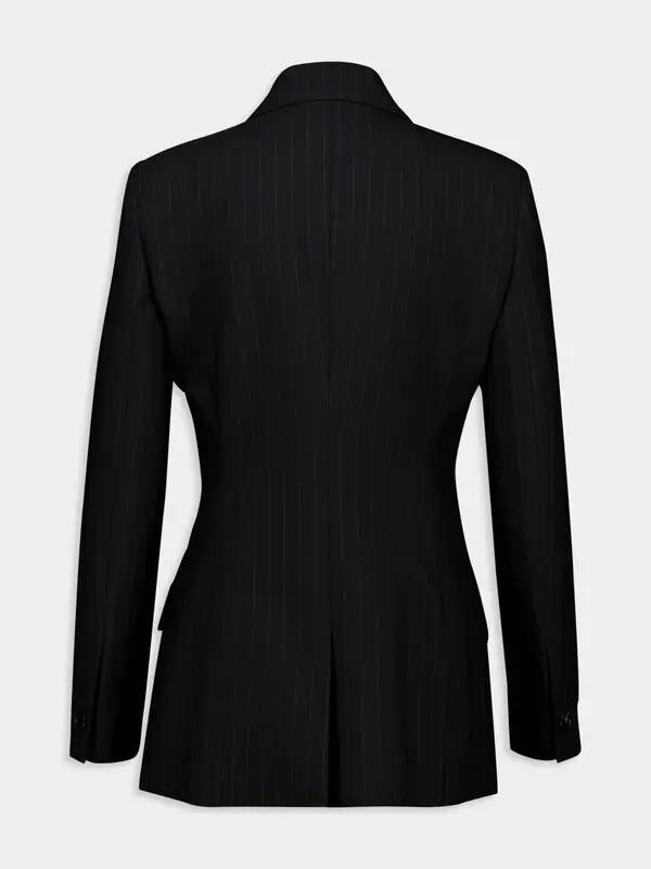 Gucci Pinstripe Wool Jacquard Double-breasted Blazer - Black
