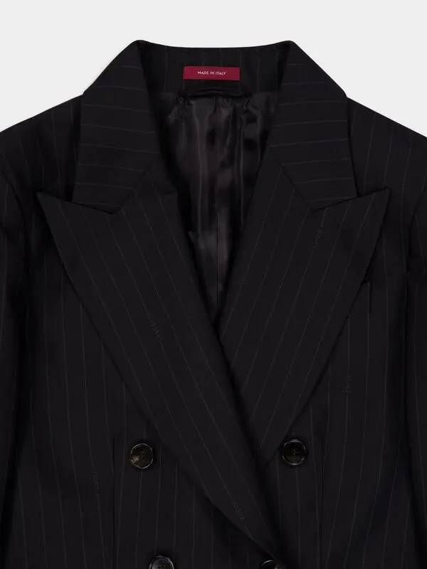 Gucci Pinstripe Wool Jacquard Double-breasted Blazer - Black