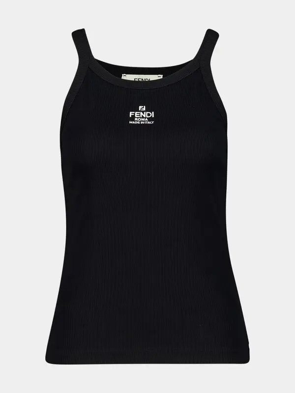 Fendi Cotton Jersey Tank Top - Black