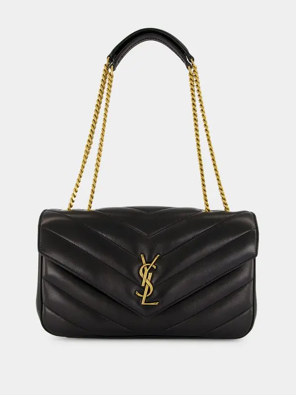 Saint Laurent Loulou Medium Matelassé Leather Bag - Black