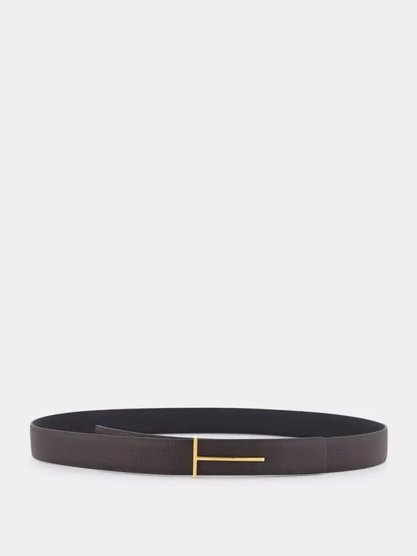 TOM FORD Slim Reversible T Leather Belt - Black